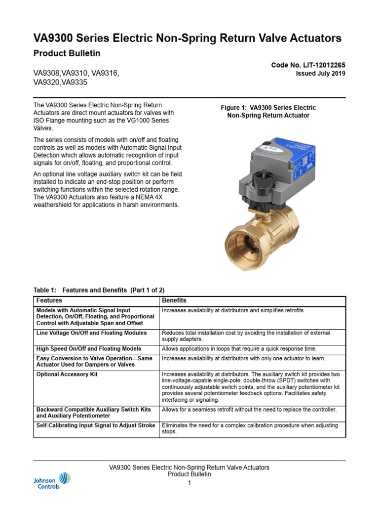 VA9300 Series Electric Non-Spring Return Valve Actuators: Product ...