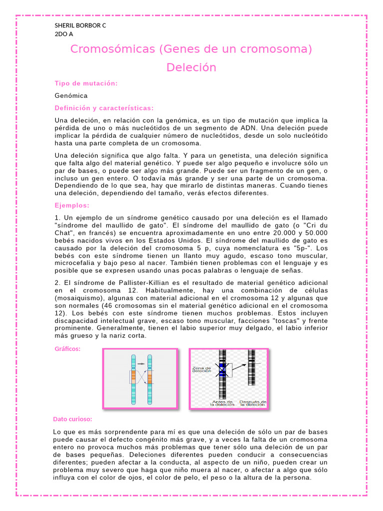 Deleciones Genómicas: Impacto y Ejemplos | PDF | Cromosoma | Ciencias ...