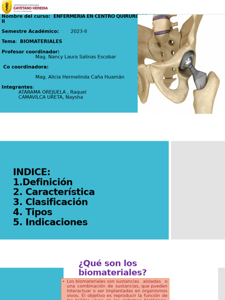 Biomateriales en Enfermería Quirúrgica | PDF | Biomaterial | Polímeros