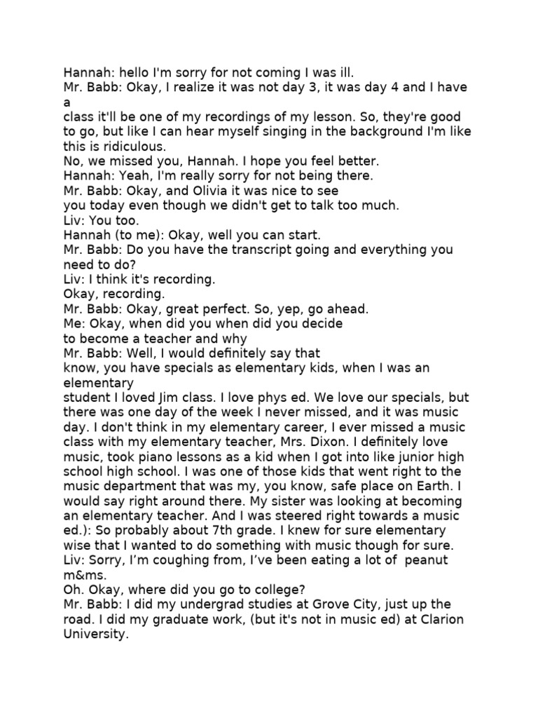 Teacher Interview Transcript | PDF