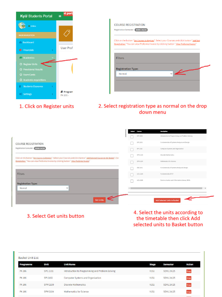 Student Units Registration Procedure | PDF