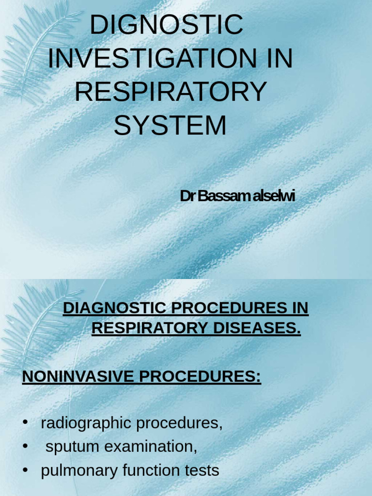 Investigation of Respiratory Diseases Final | PDF | Pneumonia | Medical ...