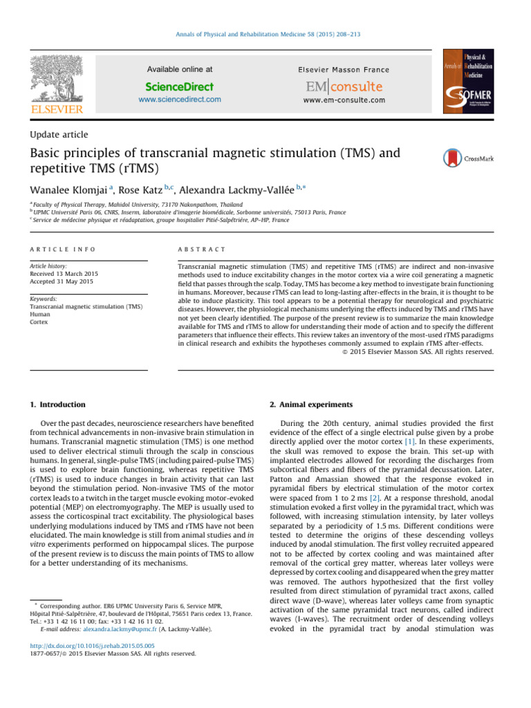 basic principles of TMS | PDF | Synaptic Plasticity | Long Term Potentiation
