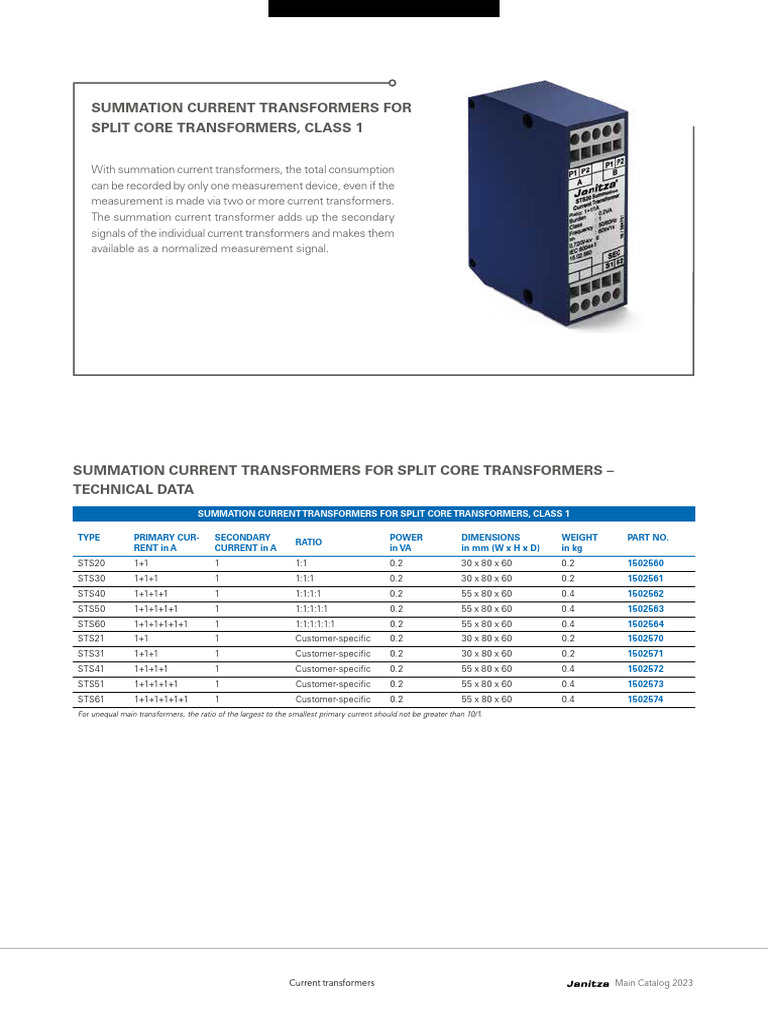 janitza-summenstromwandler-fuer-kabelumbauwandler-klasse-1-en | PDF ...