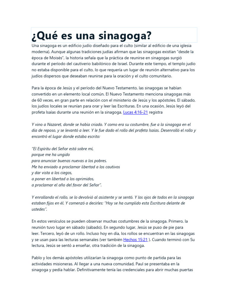 Qué Es Una Sinagoga Ok | PDF | Sinagoga | Jesús
