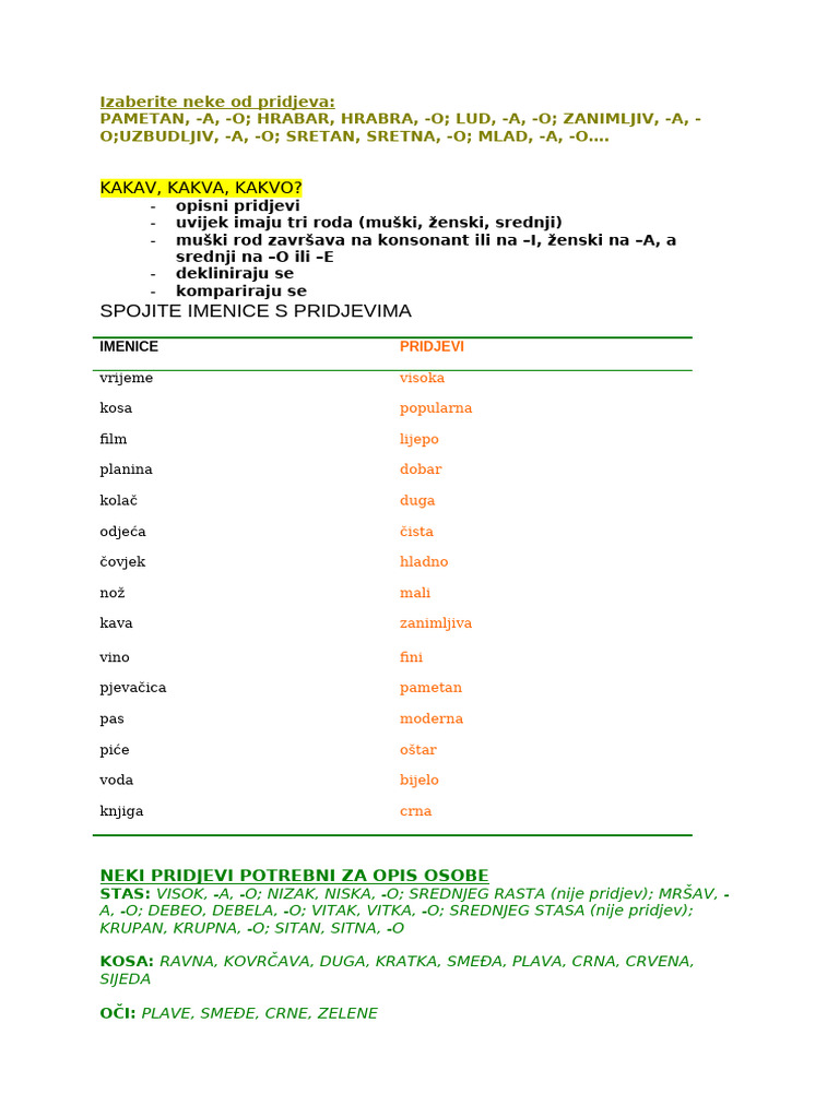 PRIDJEVI, vjezbe (5) | PDF