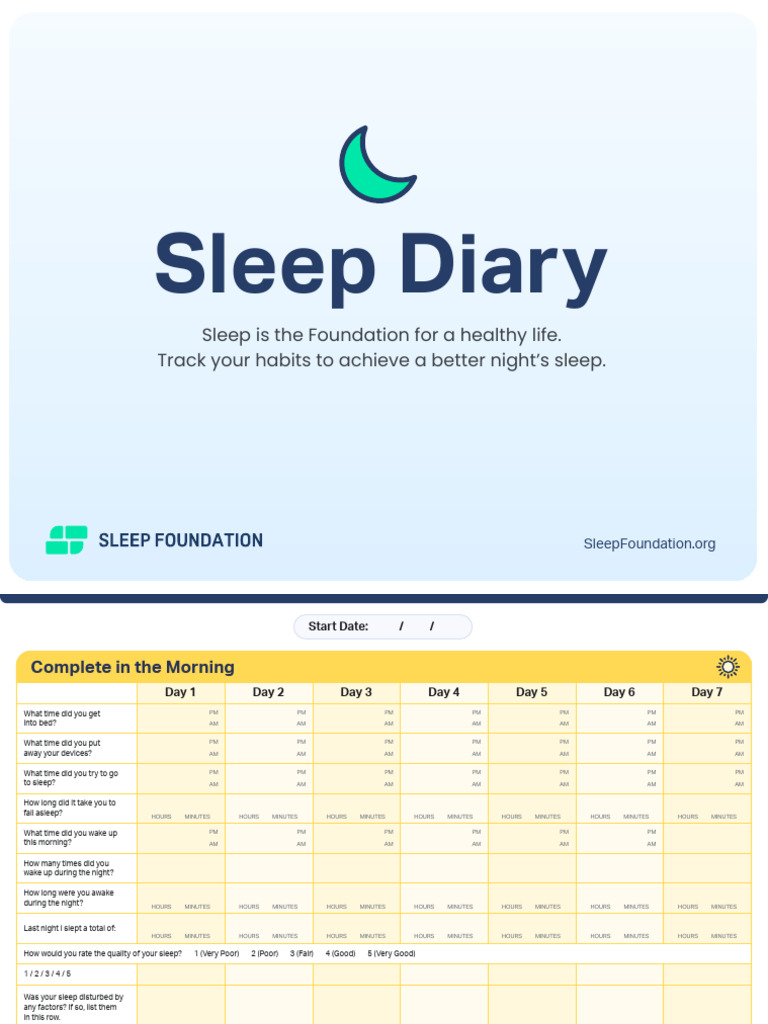 Sleep Diary for Better Sleep Tracking | PDF | Sleep | Animal Physiology