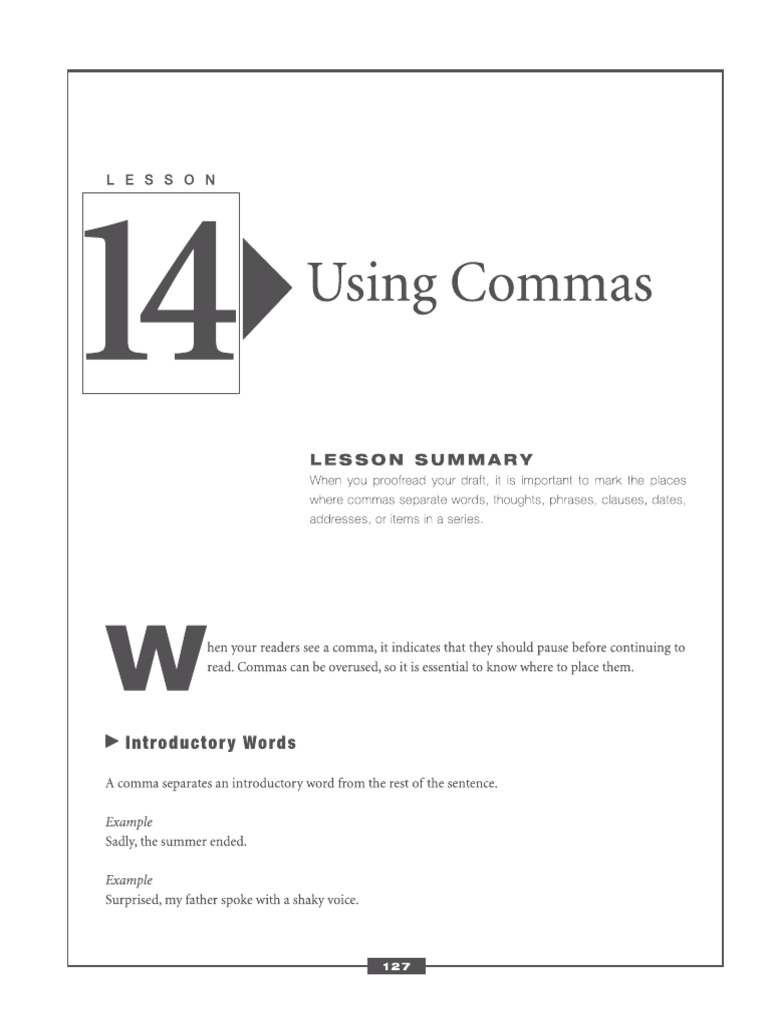 Middle School Commas From Proofreading | PDF