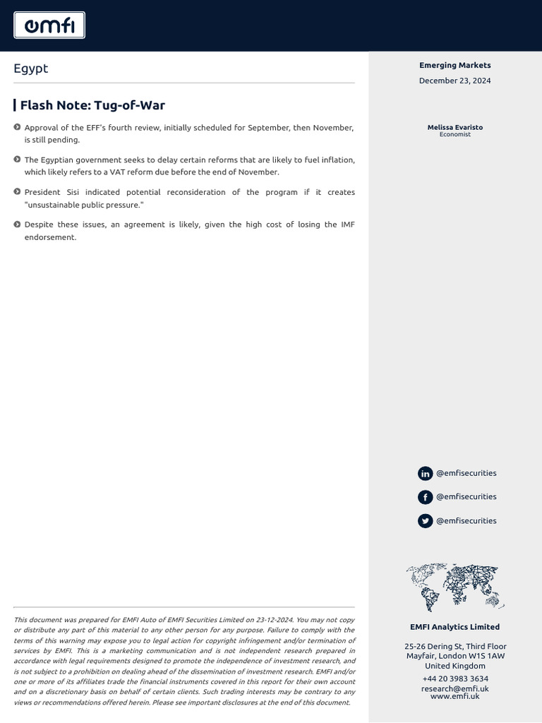 Egypt 2025 Outlook For Sovereign Debt | PDF | International Monetary ...