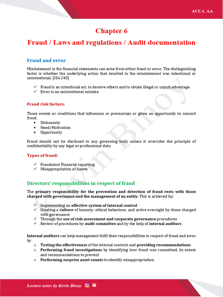 Fraud and Audit Responsibilities Overview | PDF | Audit | Internal Control