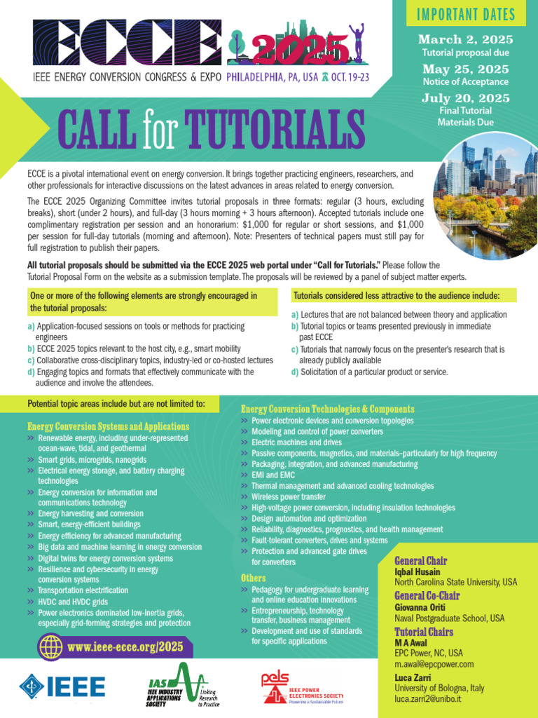 ECCE 2025 Tutorial Proposal Guidelines | PDF | Lecture | Electrical Engineering