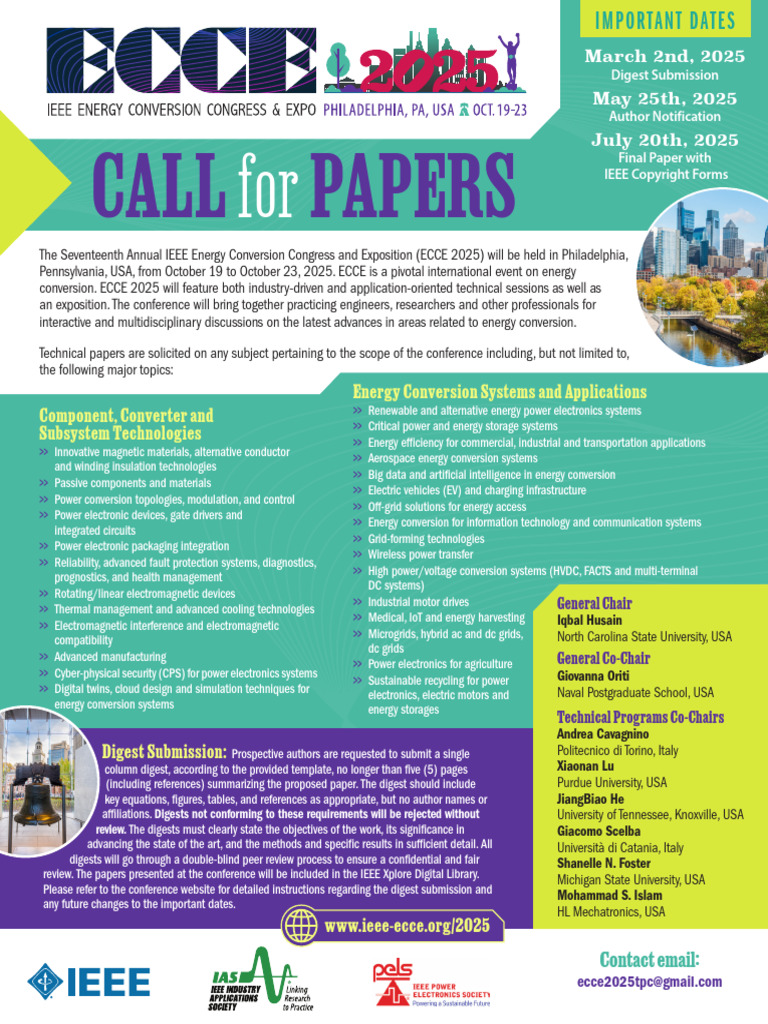 ECCE2025 CallForPapers Dec3 | PDF | Power Electronics | Electrical Engineering