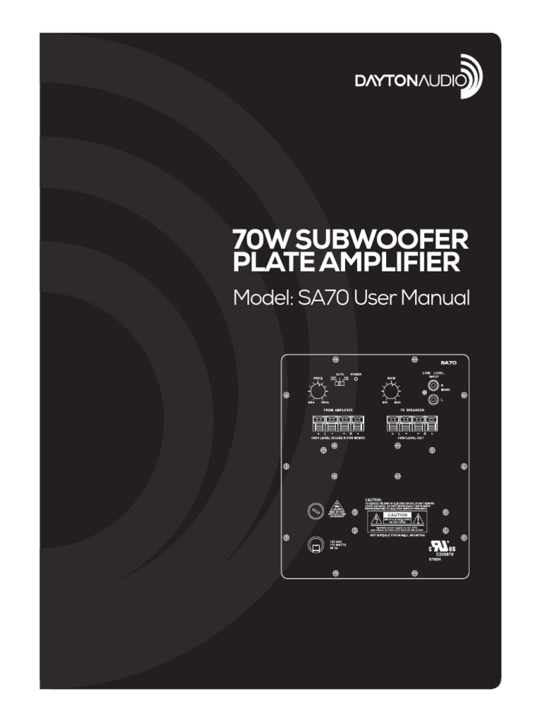 Dayton SA70 Subwoofer User Manual | PDF | Amplifier | Loudspeaker
