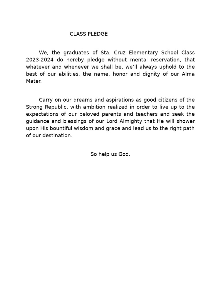 Class Pledge | PDF