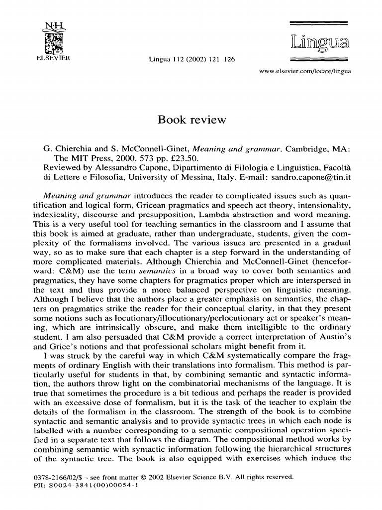 Meaning and Grammar | PDF | First Order Logic | Grammar