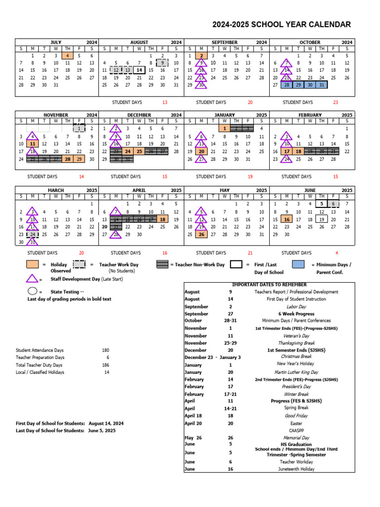 2024-2025-Calendar | PDF | Academic Term | Academia