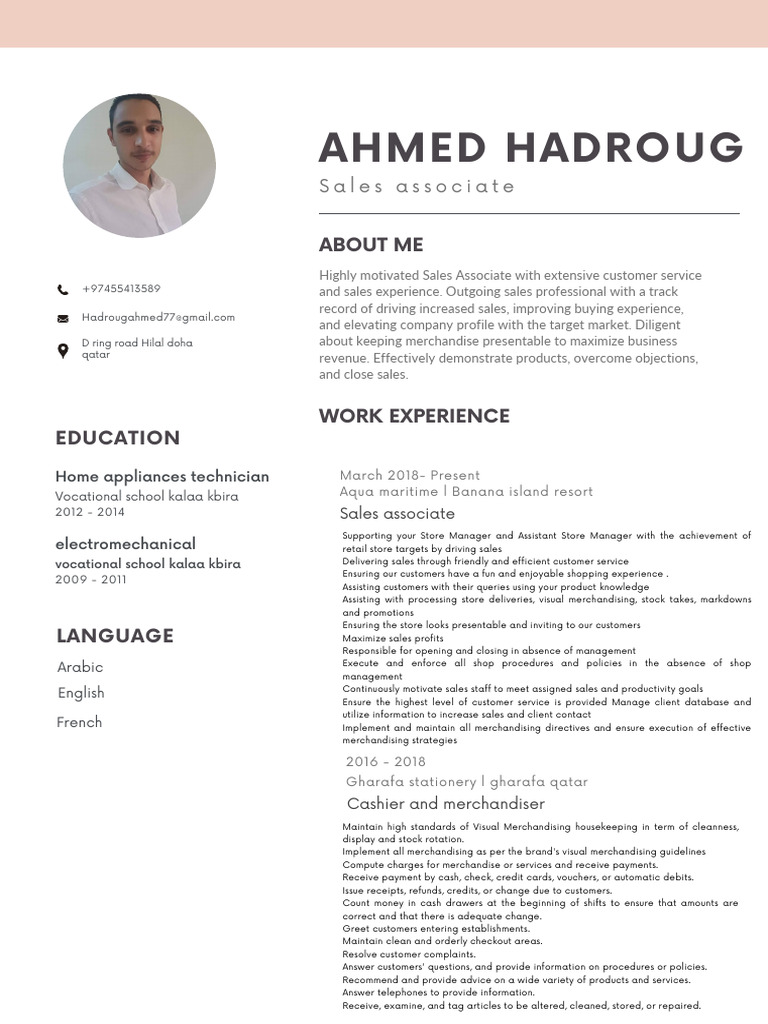 CV Résume PDF | PDF | Merchandising | Point Of Sale