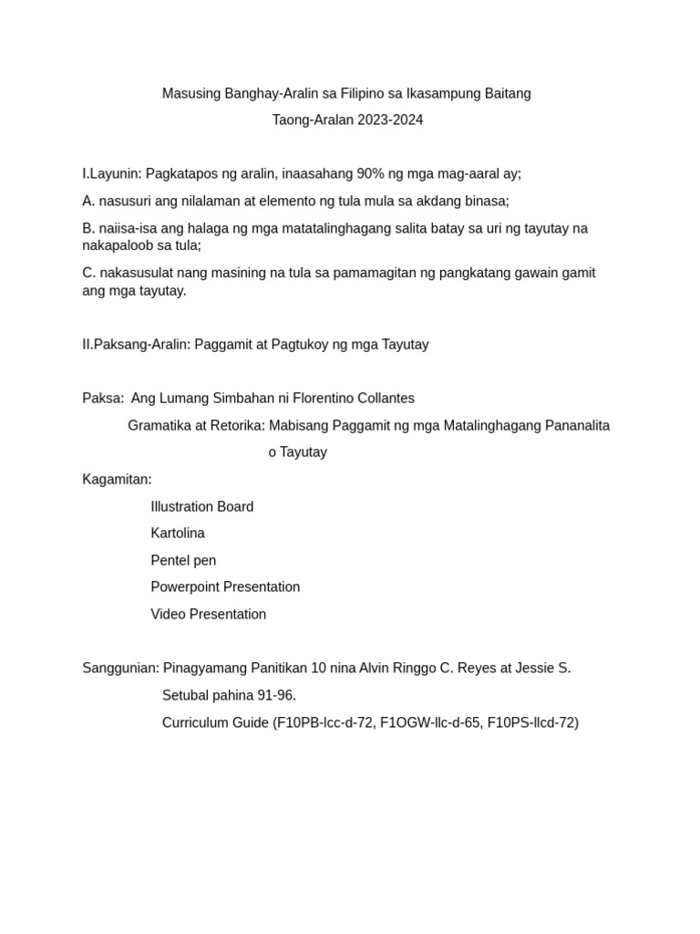Banghay Aralin | PDF