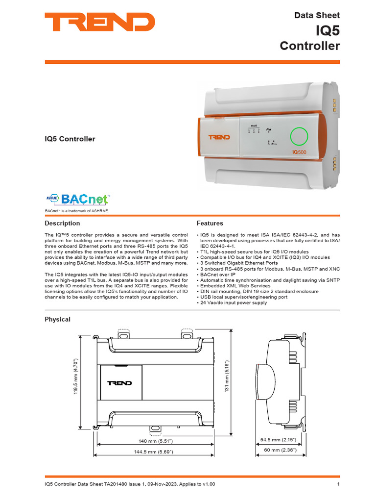 HBA BMS IQ5 EN DataSheet | PDF | Computer Network | Usb