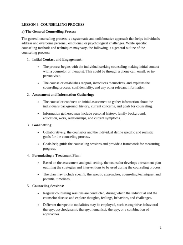 Overview of the Counseling Process | PDF | Psychotherapy | School Counselor