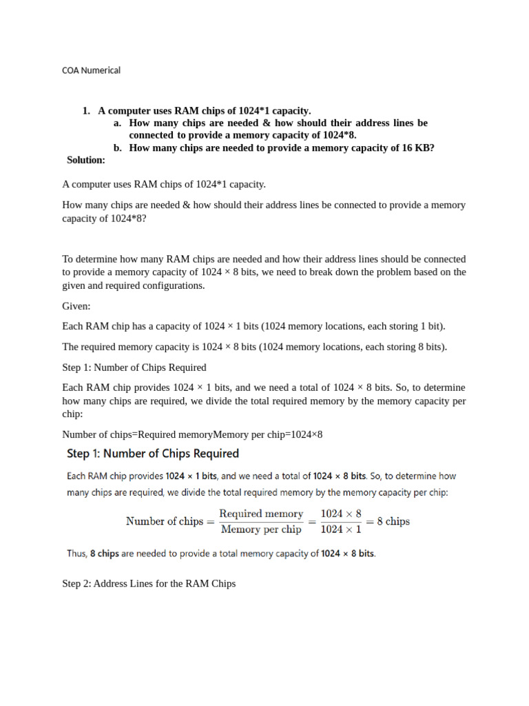 Numericals Questions With Answers | PDF | Cpu Cache | Computer Memory