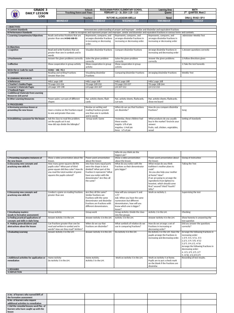 DLL Mathematics-3 Q3 W2 | PDF | Human Communication | Behavior Modification