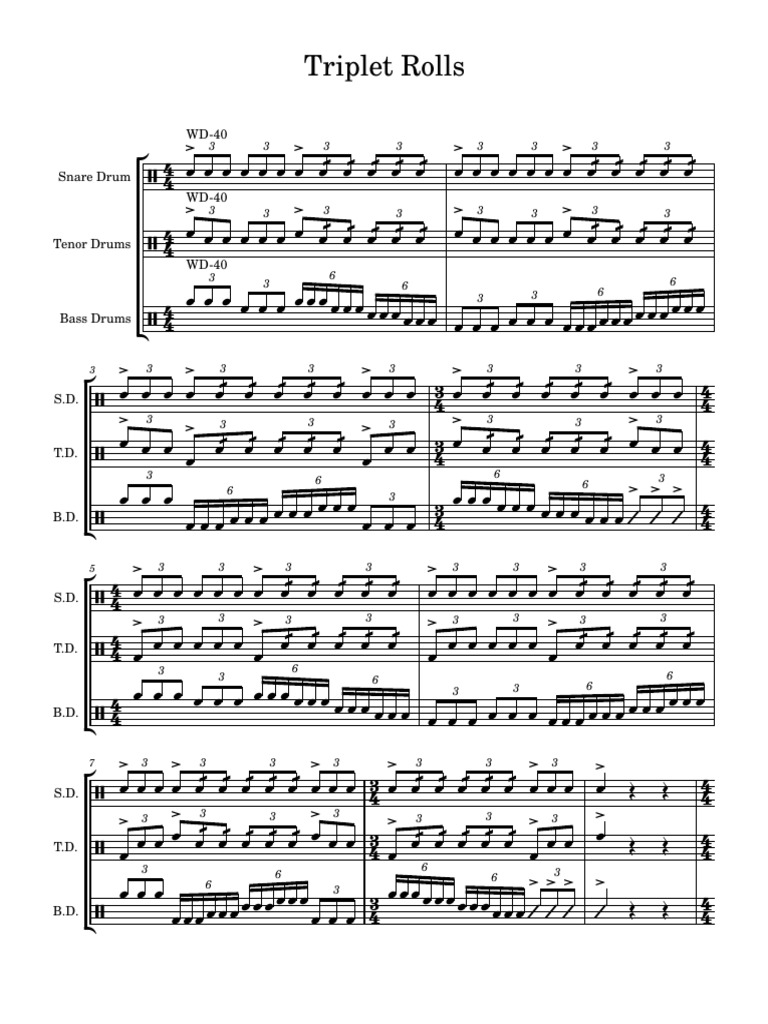 Triplet rolls | PDF | Drumming | Rhythm And Meter