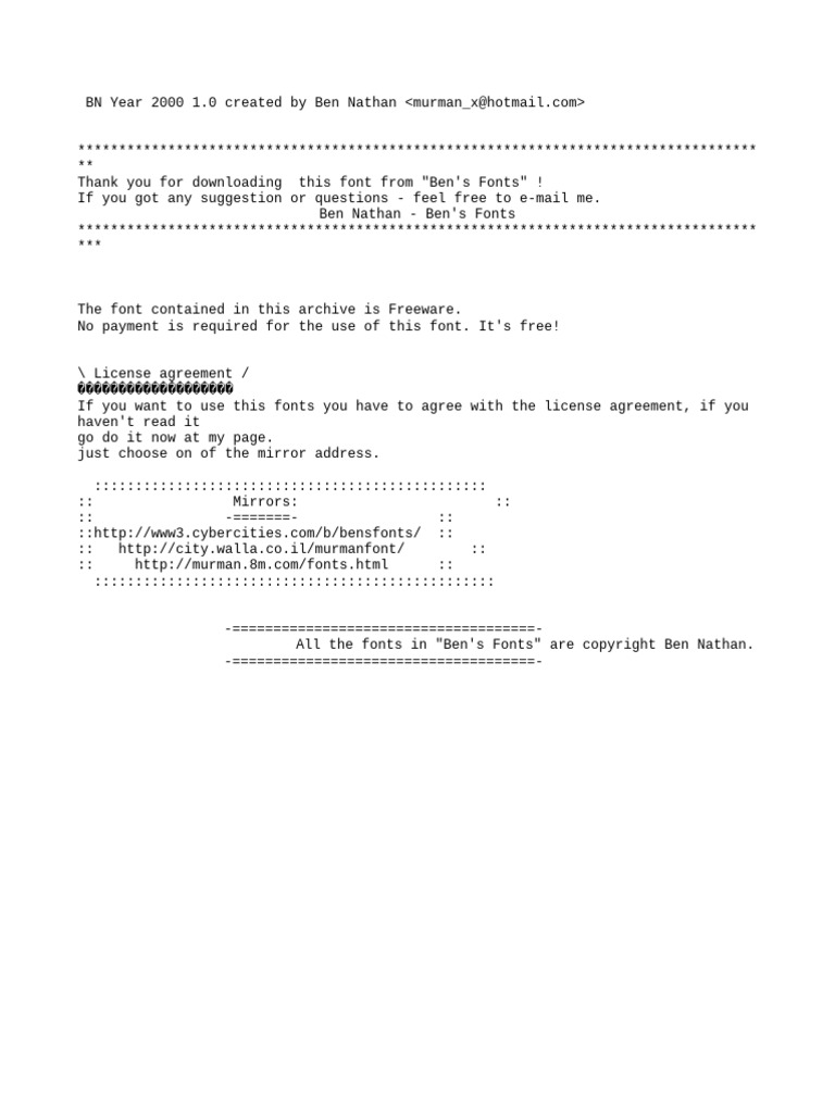 Free BN Year 2000 Font Download | PDF