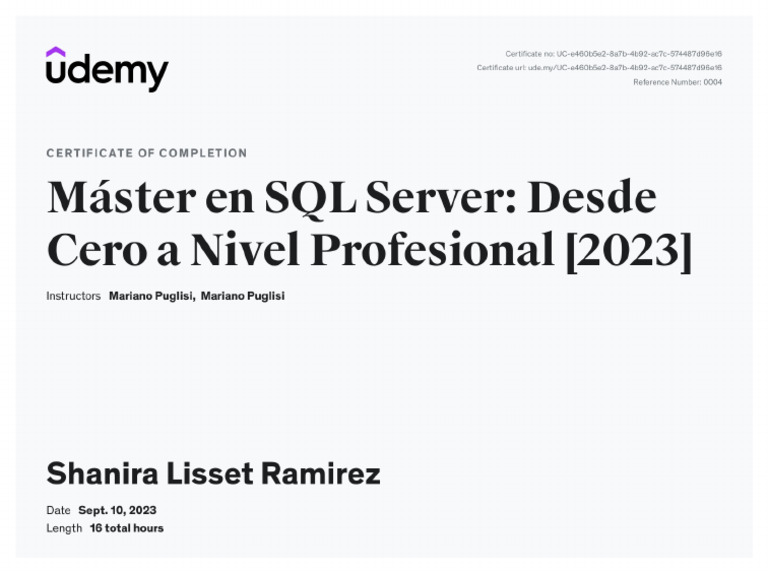 Certificado SQL Server | PDF