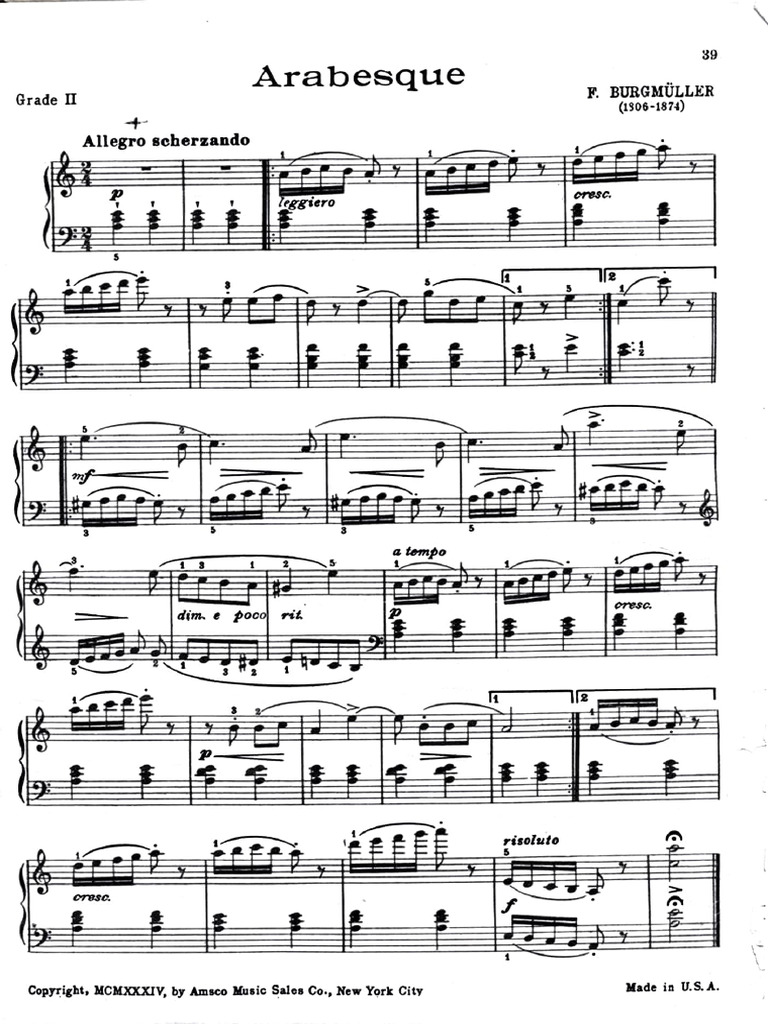 Burgmuller Arabesque | PDF