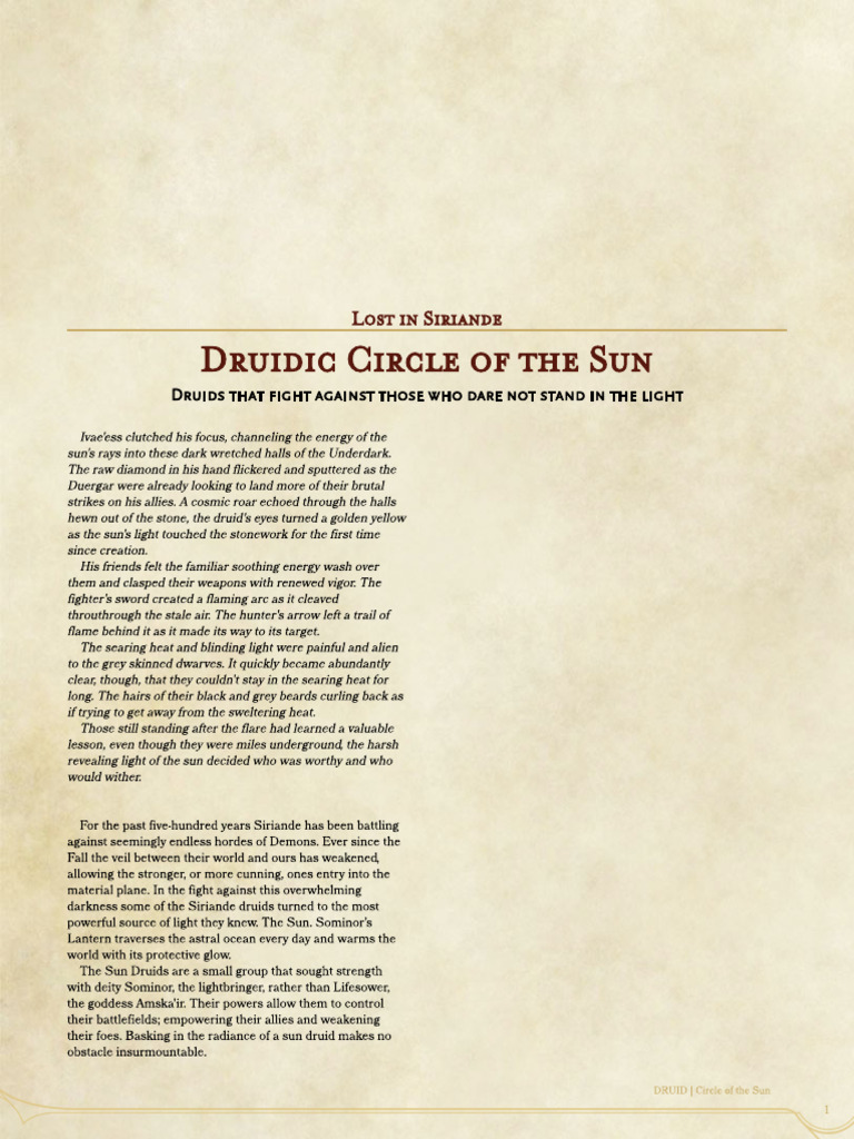 Druid - Circle of The Sun | PDF