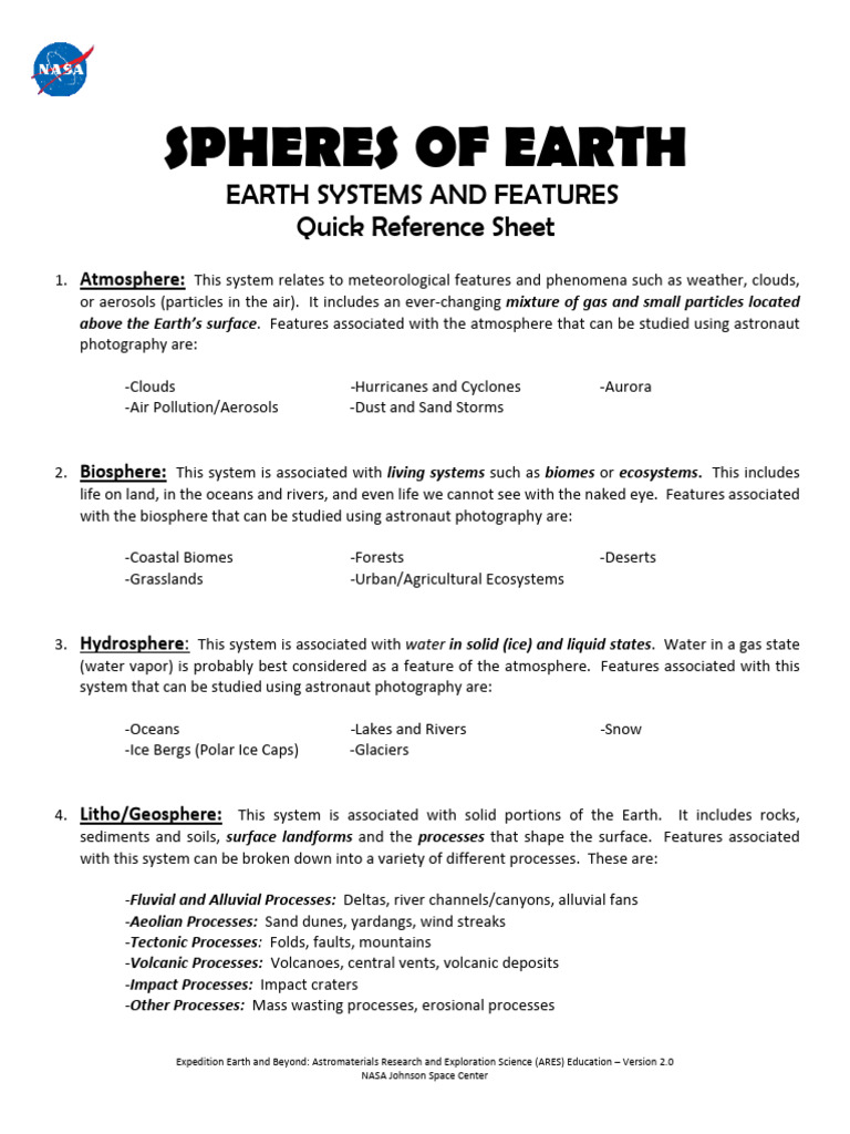 Earth Systems Overview for Astronauts | PDF | Earth | Water
