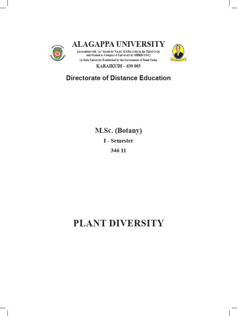 PG - M.sc. - Botony - M.sc. (Botany) - 346 11 - Plant Diversity | PDF ...