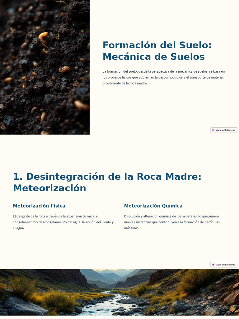 Formacion Del Suelo Mecanica de Suelos | PDF | Suelo | Meteorización