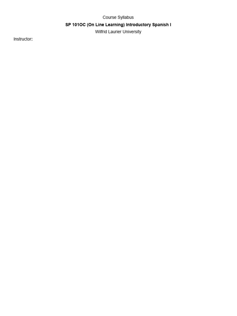 Introductory Spanish I Syllabus | PDF | Spanish Language | Foreign Language