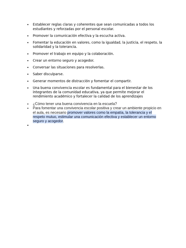 Claves para una Convivencia Escolar Positiva | PDF