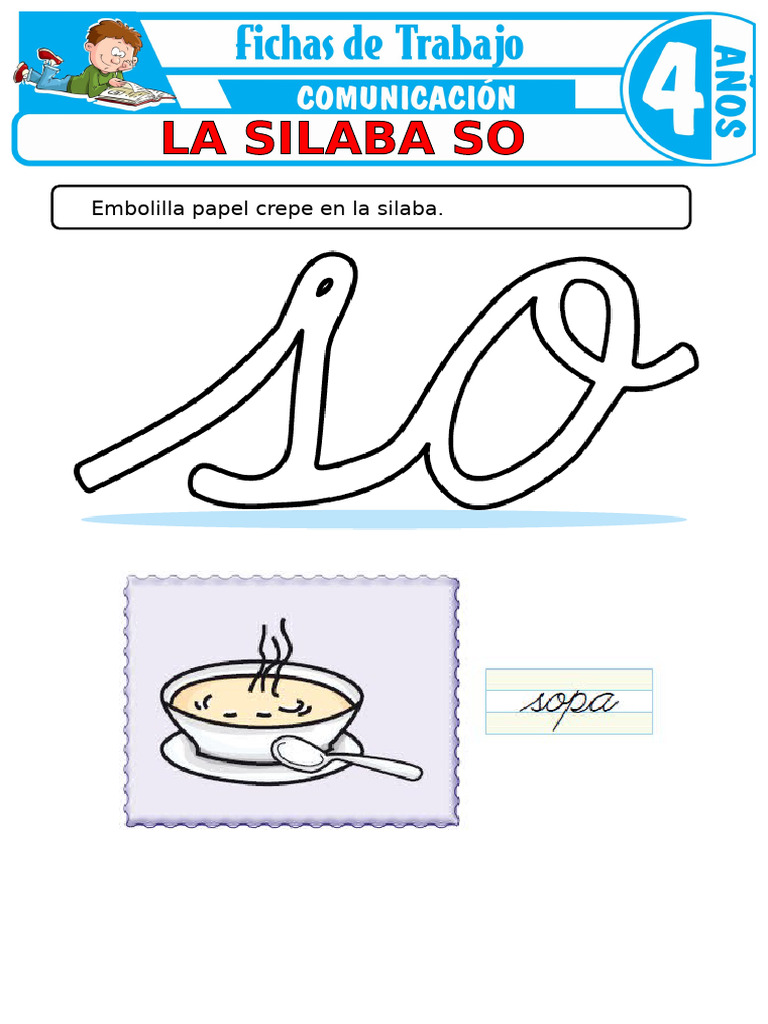 La Silaba SO Para Ninos de 4 Anos | PDF