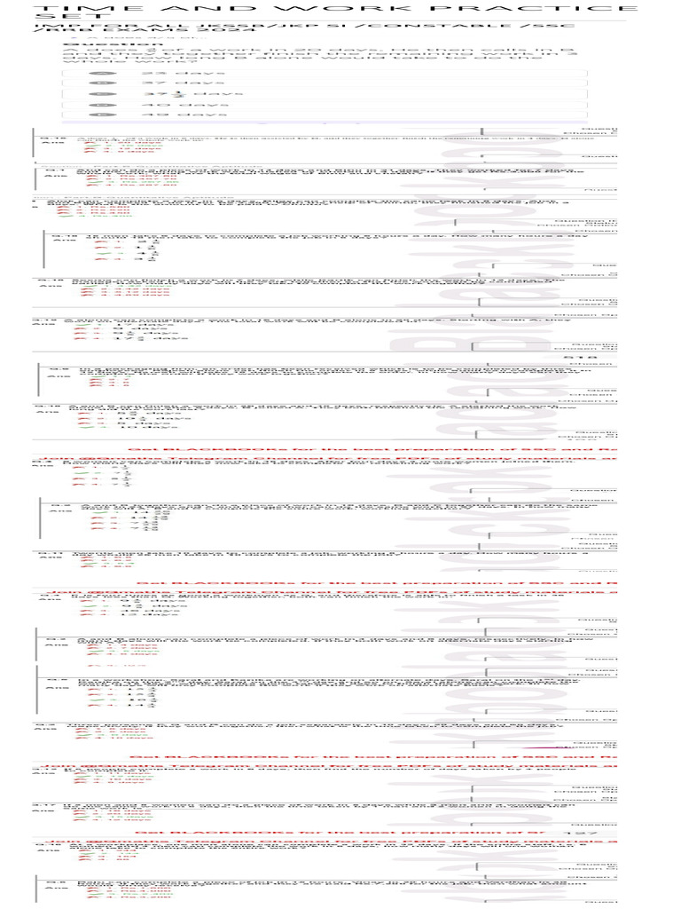 Time and Work Practice Set | PDF