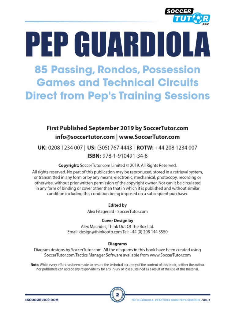 Pep Guardiola 85 Passing Rondos Posession and Circuits Vol 2 ...