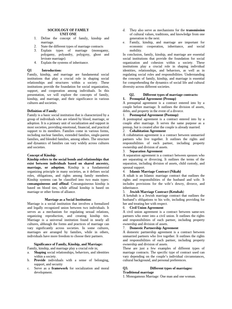 Sociology of Family New | PDF | Marriage | Family