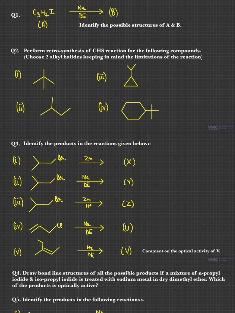 Sheet-1_ Preparation of Alkanes | PDF | Sodium | Methyl Group