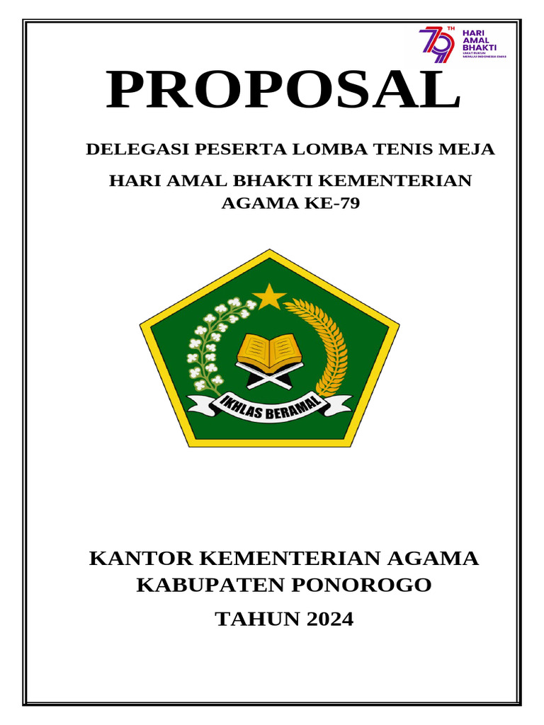 Proposal Pengajuan Kejuaraan Tenis Meja Hab-79 Kanwil, Kemenag Ponorogo ...