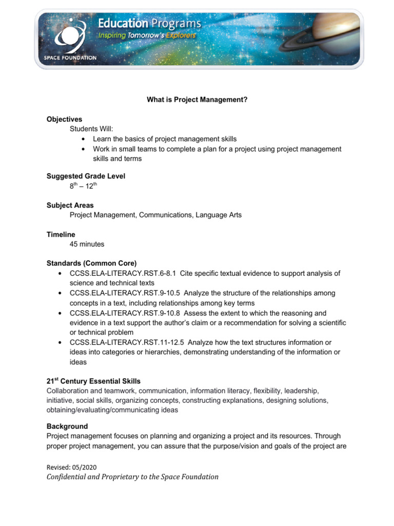 Project Management Lesson | PDF | Project Management | Business