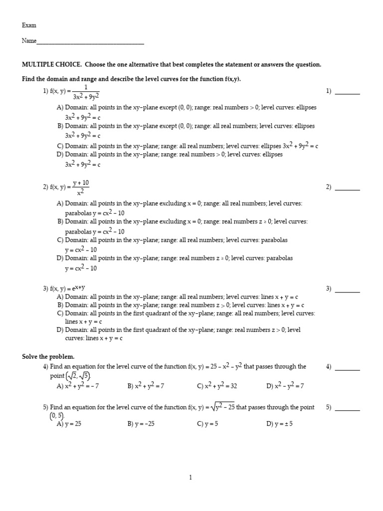 Cal-3 F23 MC Final Study Guide-1 | PDF | Mathematical Analysis | Calculus