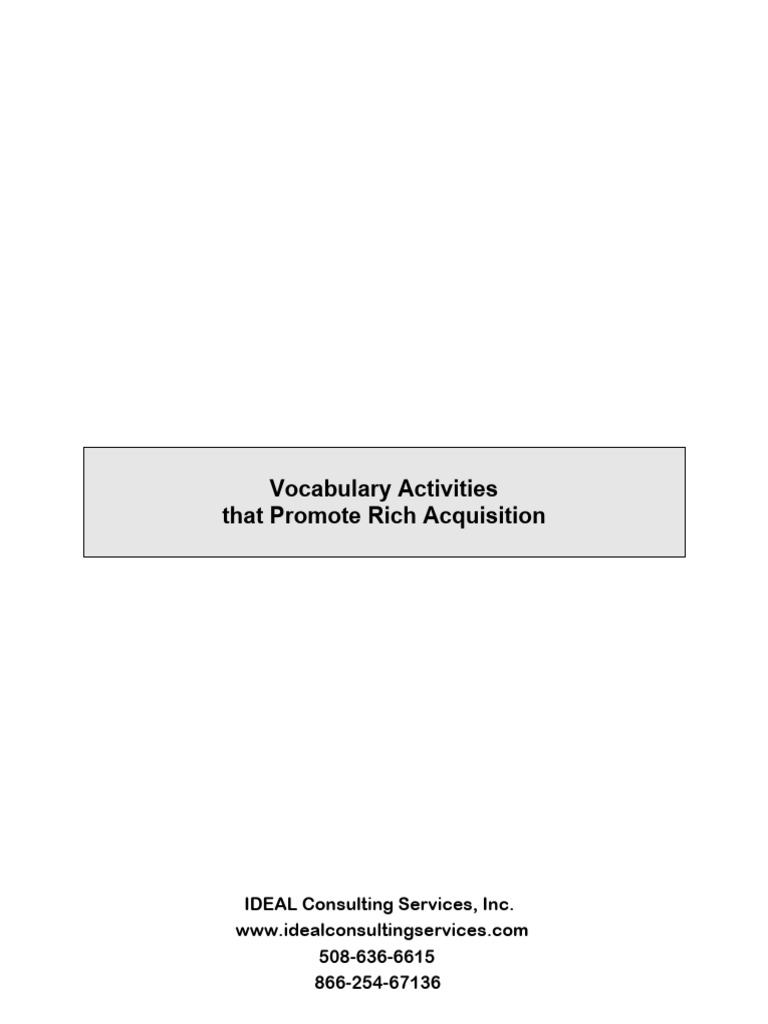 Vocabulary Workstation Activities | PDF