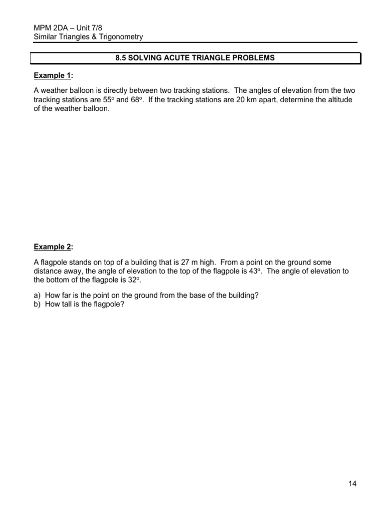 Solving Acute Triangle Problems (1) | PDF