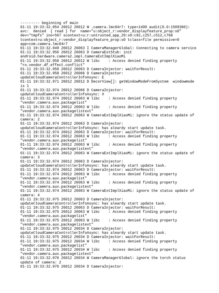 Camera Service Log Errors and Warnings | PDF | Computing | Software