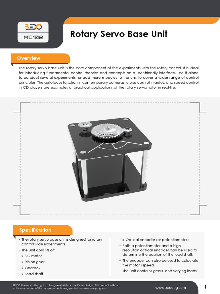 Rotary Servo Base Unit | PDF | Servomechanism | Electrical Engineering