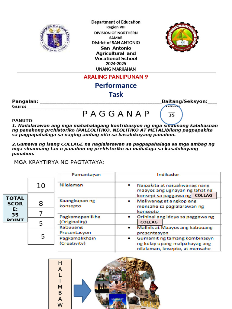 Araling Panlipunan1st quarter-Performance-Task | PDF