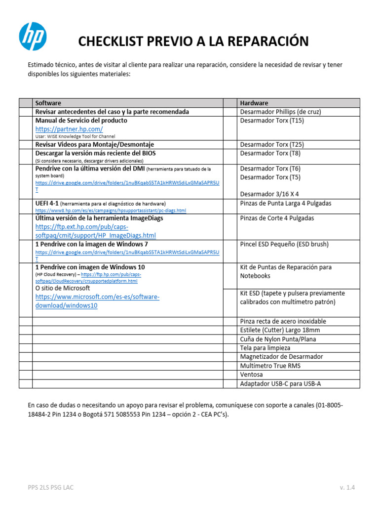 Checklist Pre-Repair-Mexico-v1 - 4 | PDF | Familias de sistemas ...